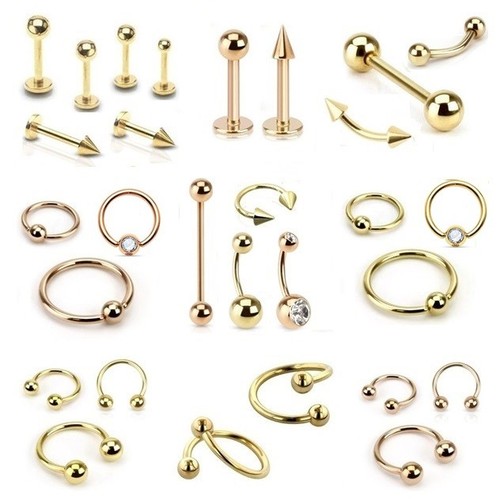 Gold Plated Labret Tragus Cartilage Lip Bar Horseshoe CBR Piercing Ear ...