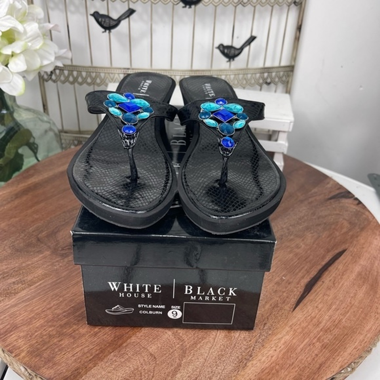 White Black Colburn Womens Slide Thong Sandals Size 9.(DISPLAY SHOES ...