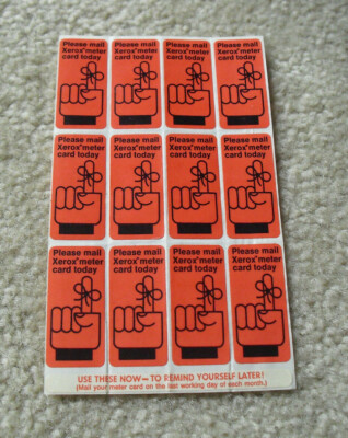 Vintage 1970s Sheet of 12 Xerox Meter Card Stickers | eBay