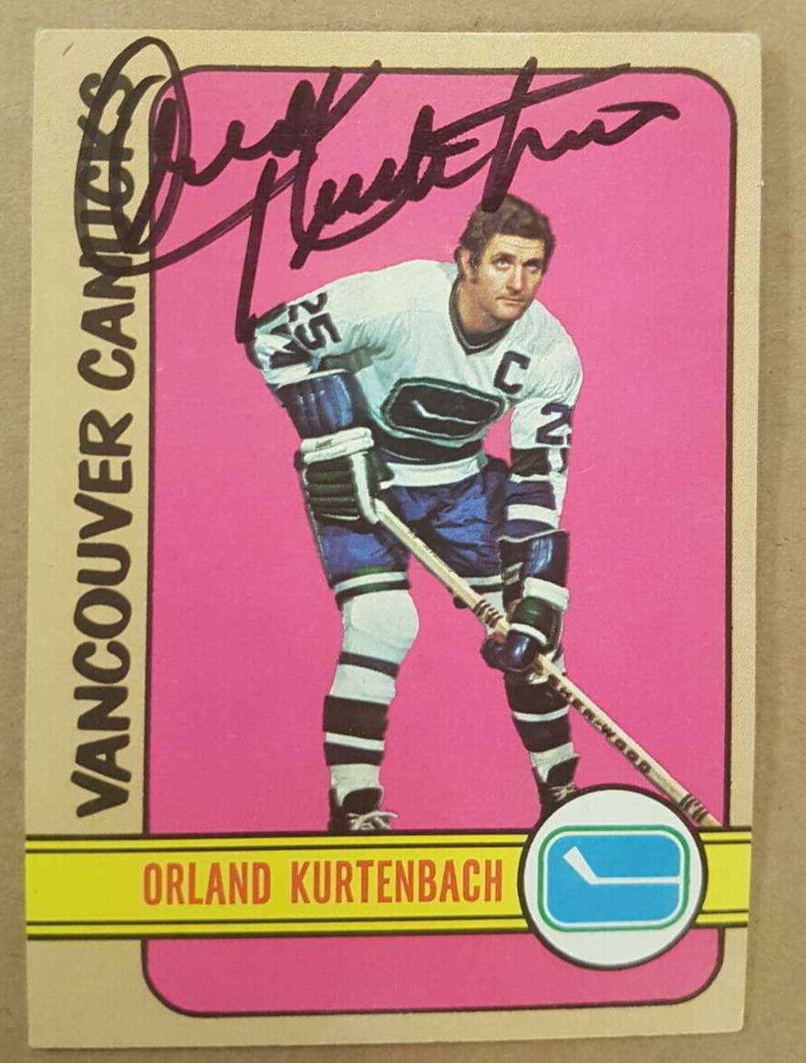 Orlando Kurtenback Autograph Card Signed Hockey 1972 TCG Canucks | eBay