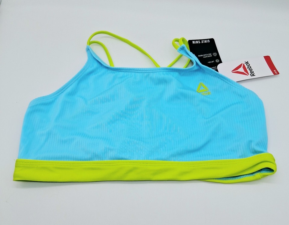 Reebok Bikini 18 Girls Blue Neon Green High Neck Strappy Back 2 Piece ...