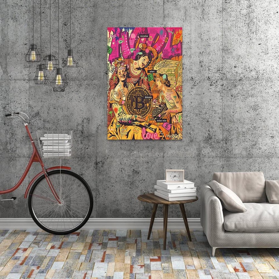 Graffiti Bitcoin Canvas Wall Art Angel Prints Painting Abstract ...