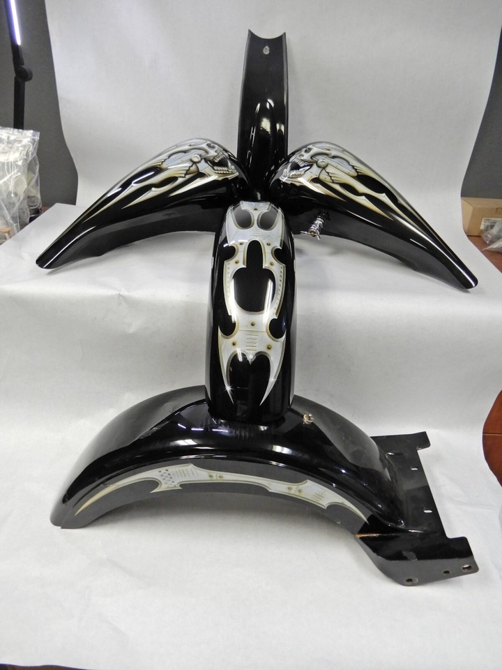 Custom BIOMECH SKULLS Paint Set TANK/FENDERS Harley SOFTAIL EVO/CUSTOM ...