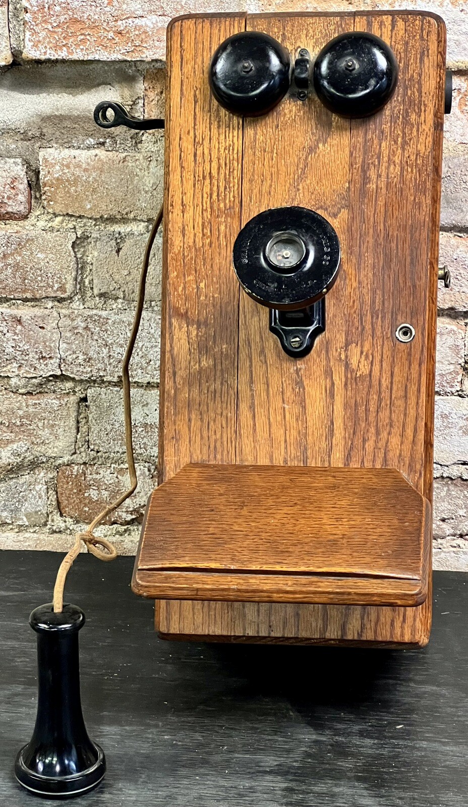 Antique Oak Cracraft Leich Electric Co Hand Crank Wall Telephone Phone ...