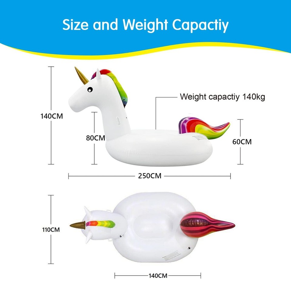98.4" Giant Inflatable Unicorn Pool Float Beach Swimming Large Tube ...