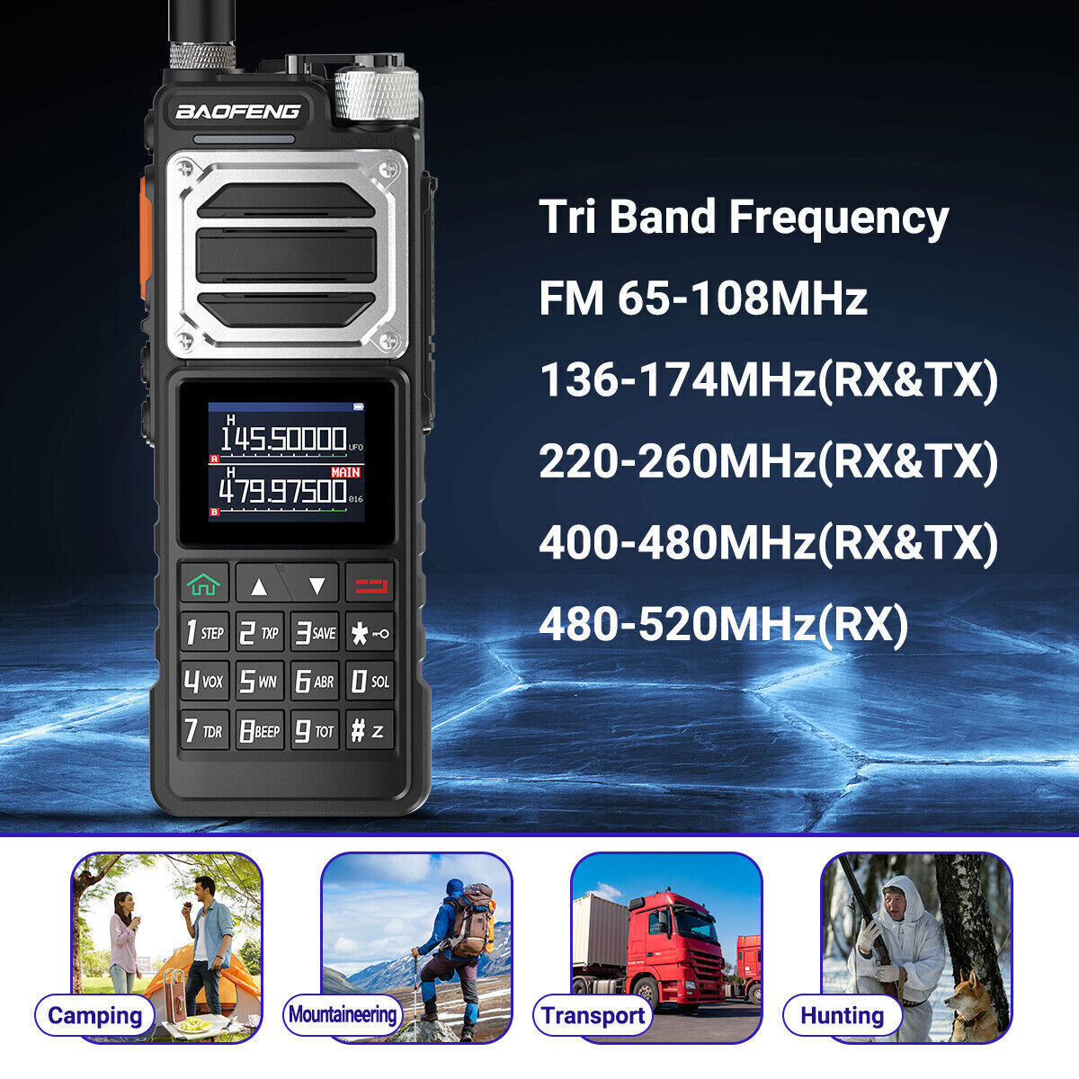 US UV-25 10W FM WALKIE TALKIE LONG RANGE TRI-POWER TWO WAY RADIO DTMF ...