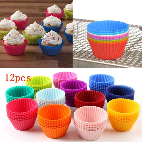 12Pc Mini Silicone Cup Cake Pan Mold Muffin Cup cake Form to Bake ...