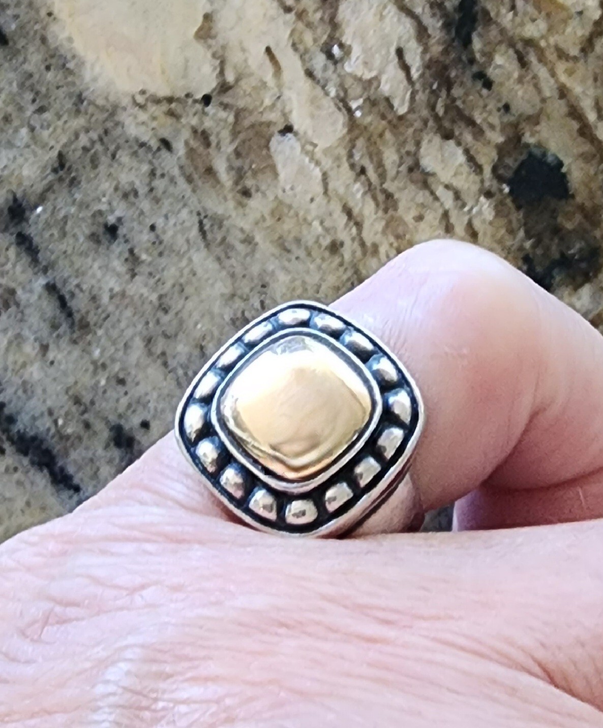 Retired James Avery 14kt Gold Square Center Ring Ster… - Gem