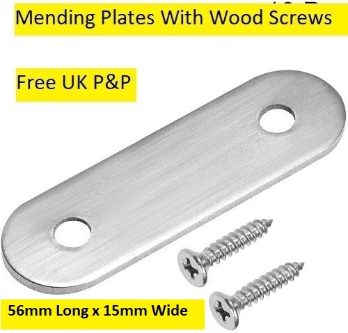 Mending and Repair Plates Straight Flat Fixing Joining Brackets 56mm ...