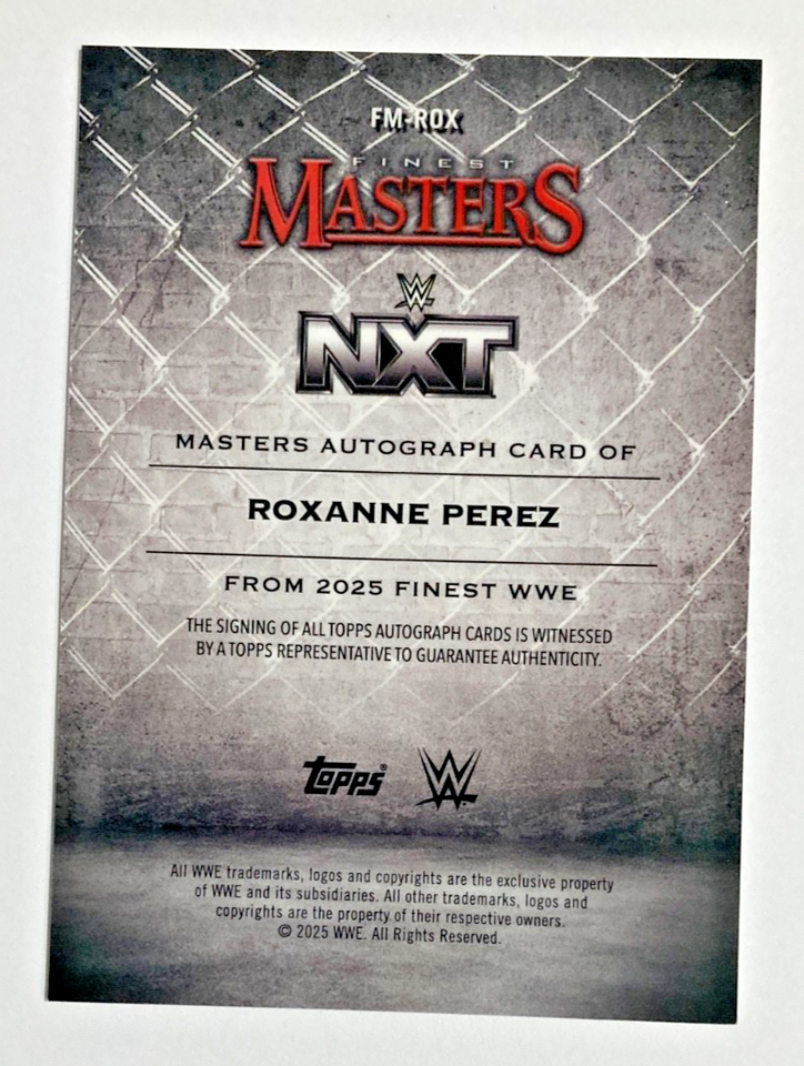 2025 TOPPS FINEST WWE ROXANNE PEREZ MASTERS AUTO GOLD REFRACTOR SP #/50 ...