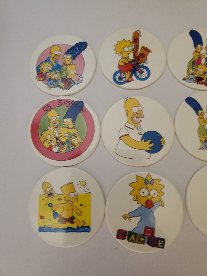 1994 The Simpsons Complete Set Of 12 Pogs Bart Homer Lisa Maggie Marge ...