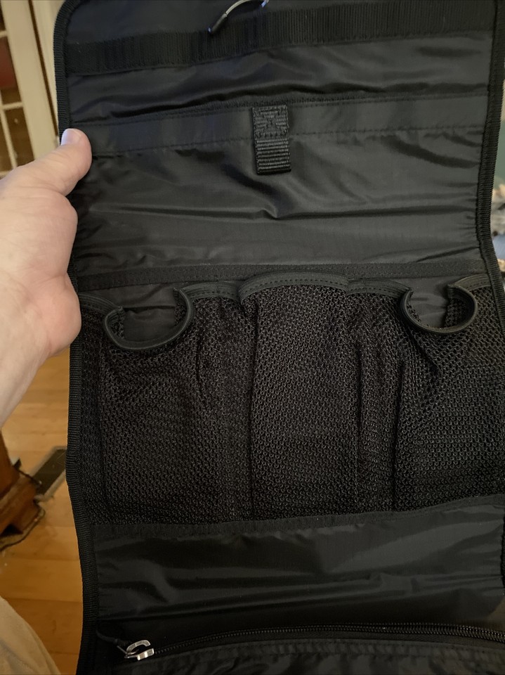 Fossil Black Genuine Two Compartments Case Toiletry Shaving Kit Men ...