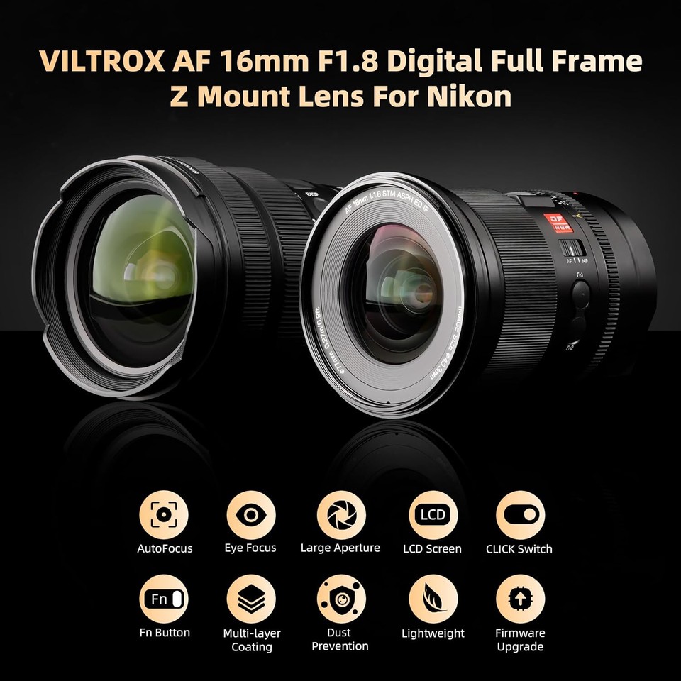Viltrox AF 16mm F1.8 Pro Level AF Full Frame Lens For Nikon Z Mount ...