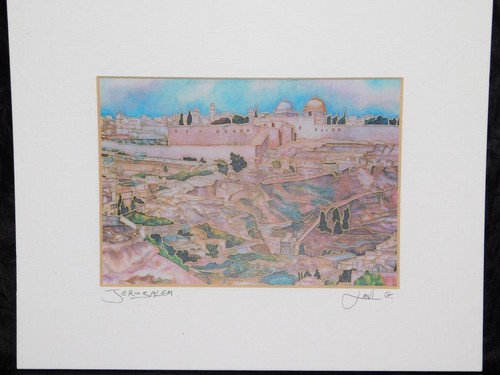 Jerusalem Israel Lavi City Landscape Art Print NEW Purple Blue Gold ...