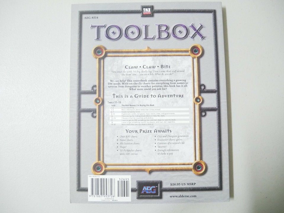 Dungeons & Dragons Toolbox D20 System Paperback Guide Book Unused New ...