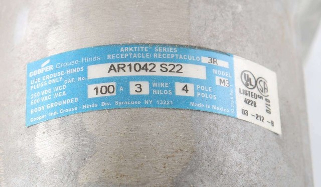 Crouse-Hinds Ar1042 S22 Model M4 Receptacle for sale online | eBay
