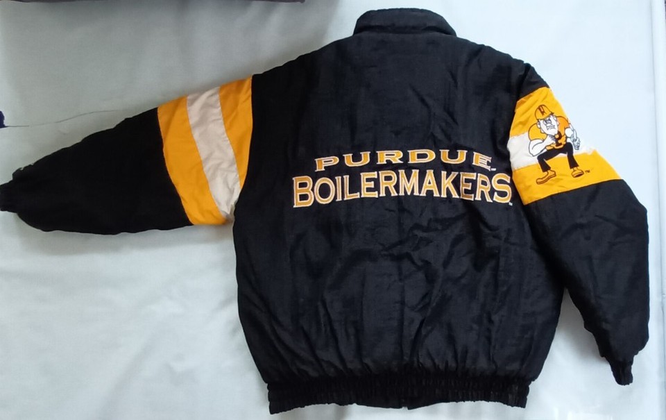 VINTAGE RARE PURDUE BOILERMAKERS FULL ZIPP NO HOOD WINTER BOMBER JACKET ...