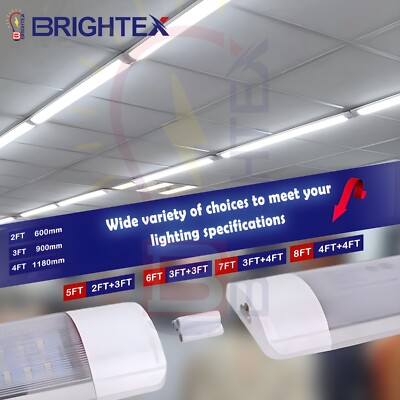 led batten light linkable tube lights connectable Strip Twin 2FT 3FT ...