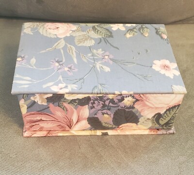 Vintage Fabric Covered Jewelry Box I WAS FRAMED Insert Mirror + BONUS ...