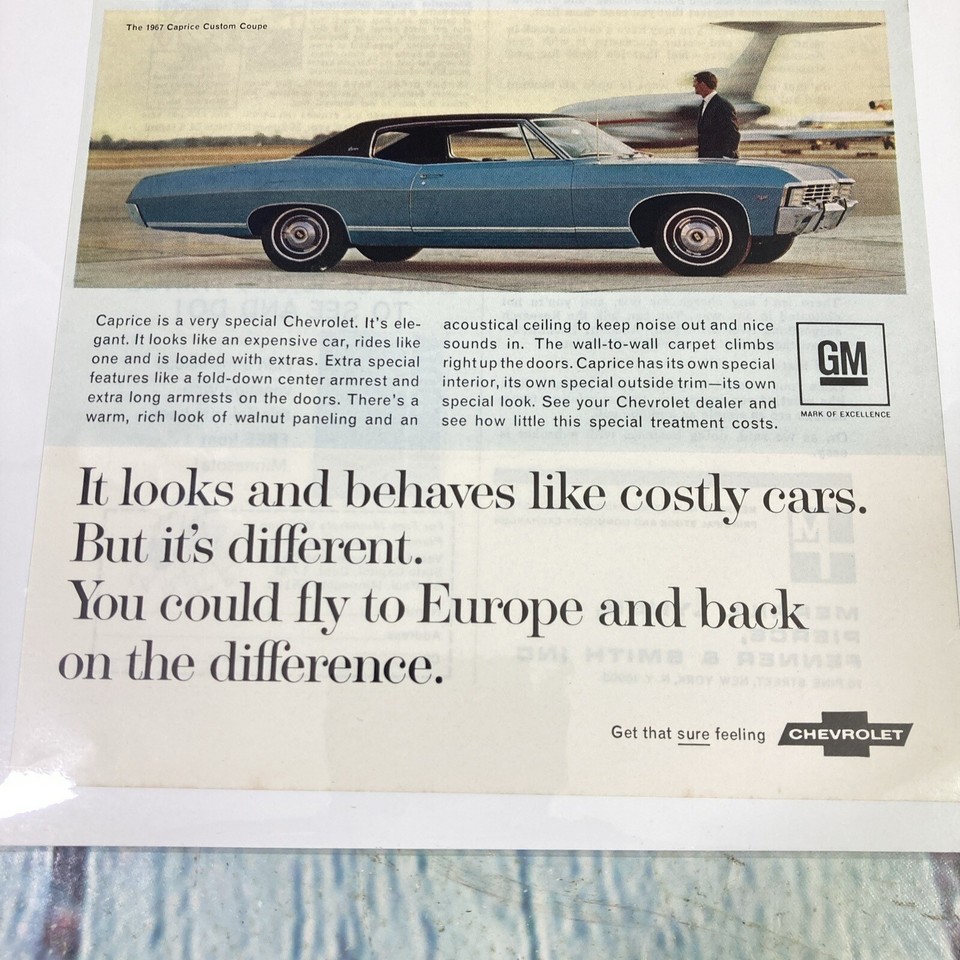 1967 Chevrolet Caprice Car Vintage Print Ad/Poster Promo Art Magazine ...