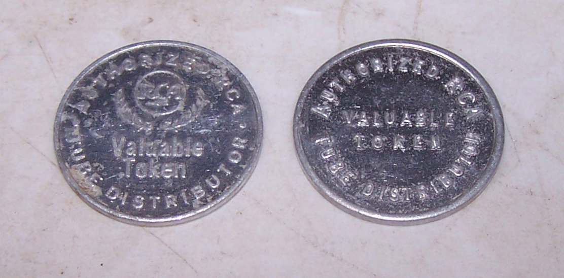 2 Vintage RCA Authorized Radio & Television Tube Distributor TOKENS | eBay