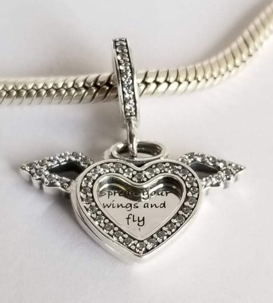 PANDORA Heart and Angel Wings Dangle Charm - 798485C01 for sale online ...