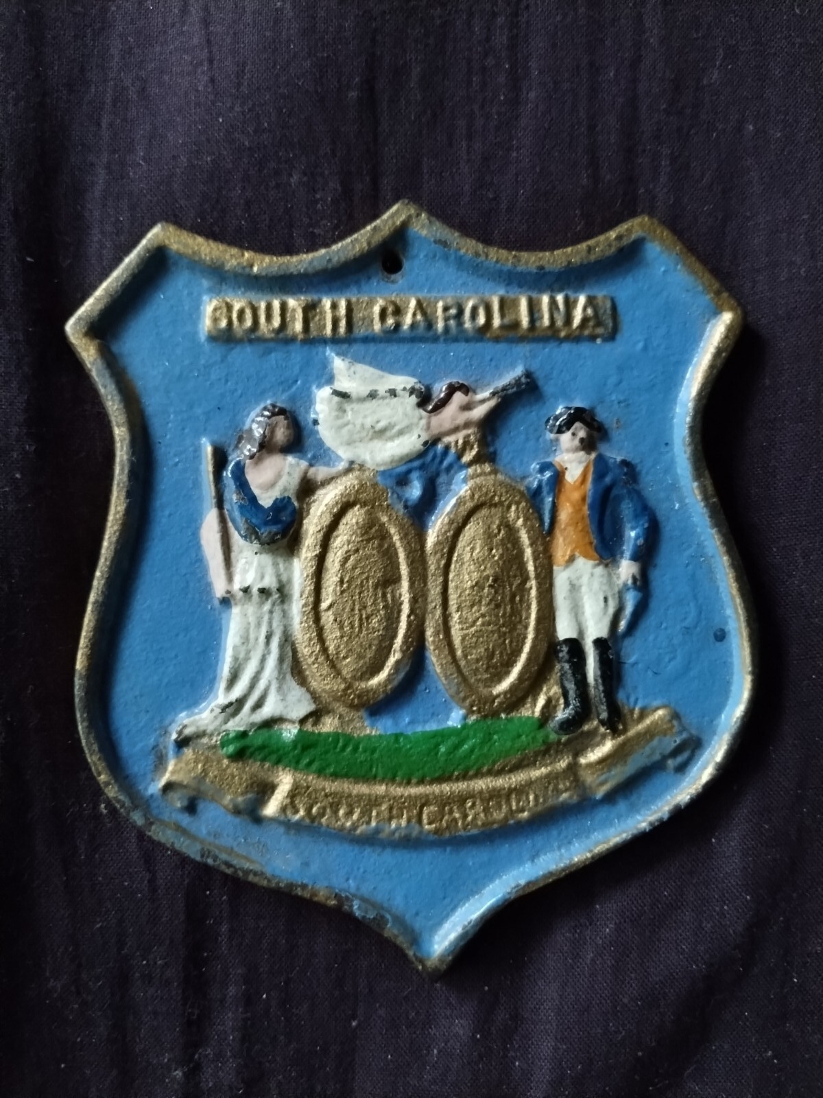 Vintage Cast Iron State of South Carolina Crest Badge Plaque 3.25" X 3. ...