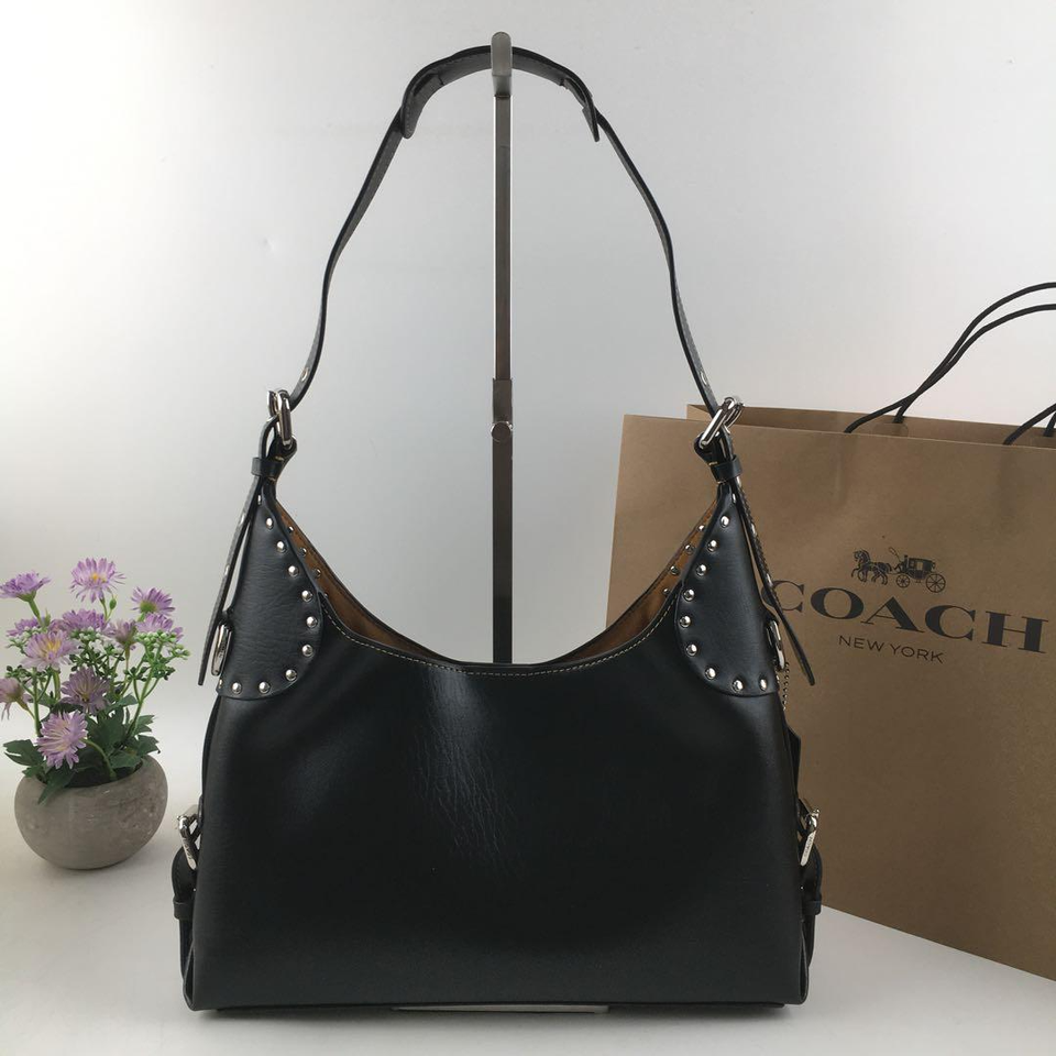 COACH CT722 Black Cargo Shoulder Bag Leather Crossbody Outlet New | eBay