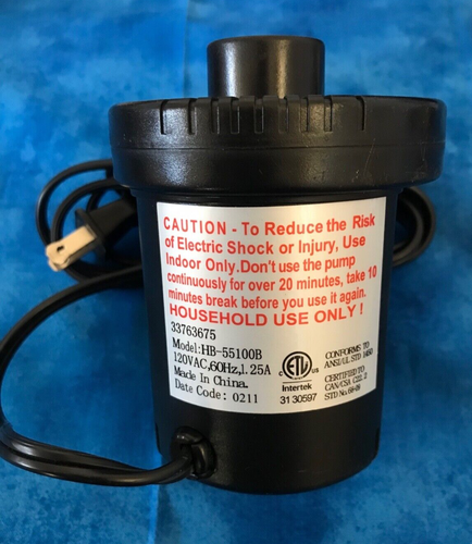 Intertek electric air pump for inflating/deflating, 3 adaptors, Model # ...