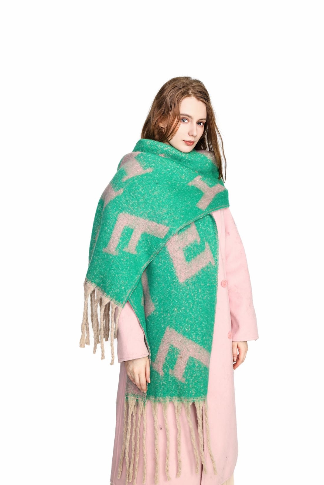 Women's Fashion Scarf F-font Double Sided Reversible Contrast Scarf for ...