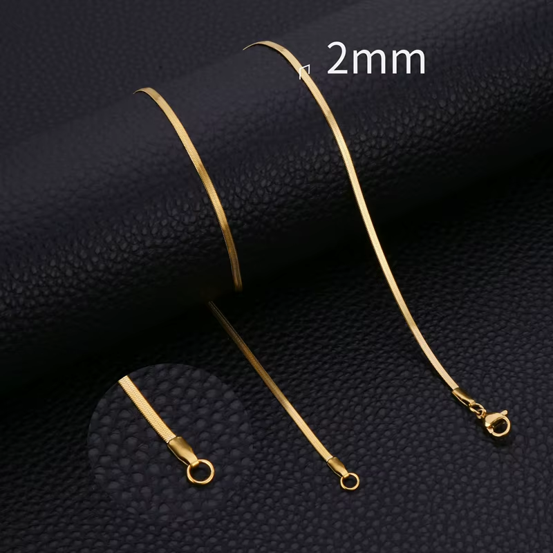 Fashion Stainless Steel Necklace 40-45-50-60CM Blade Snake Glod Bone ...