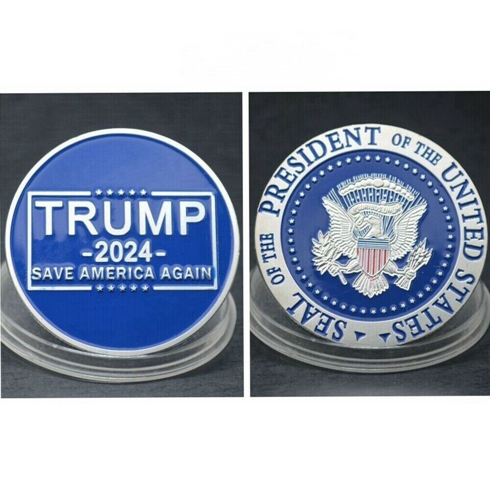2024- SEAL OF POTUS President D Trump Commemorative Coin Silver & Blue ...