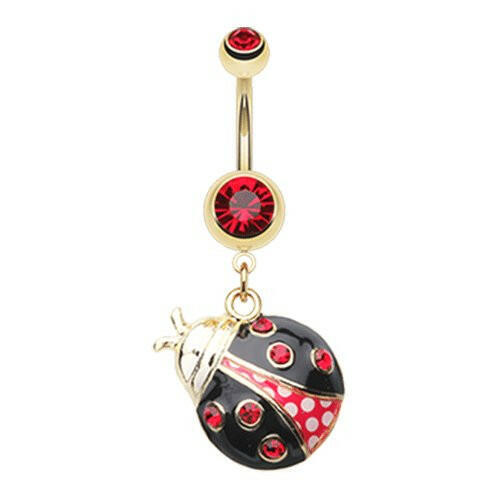 Golden Charming Ladybug Belly Button Ring | eBay