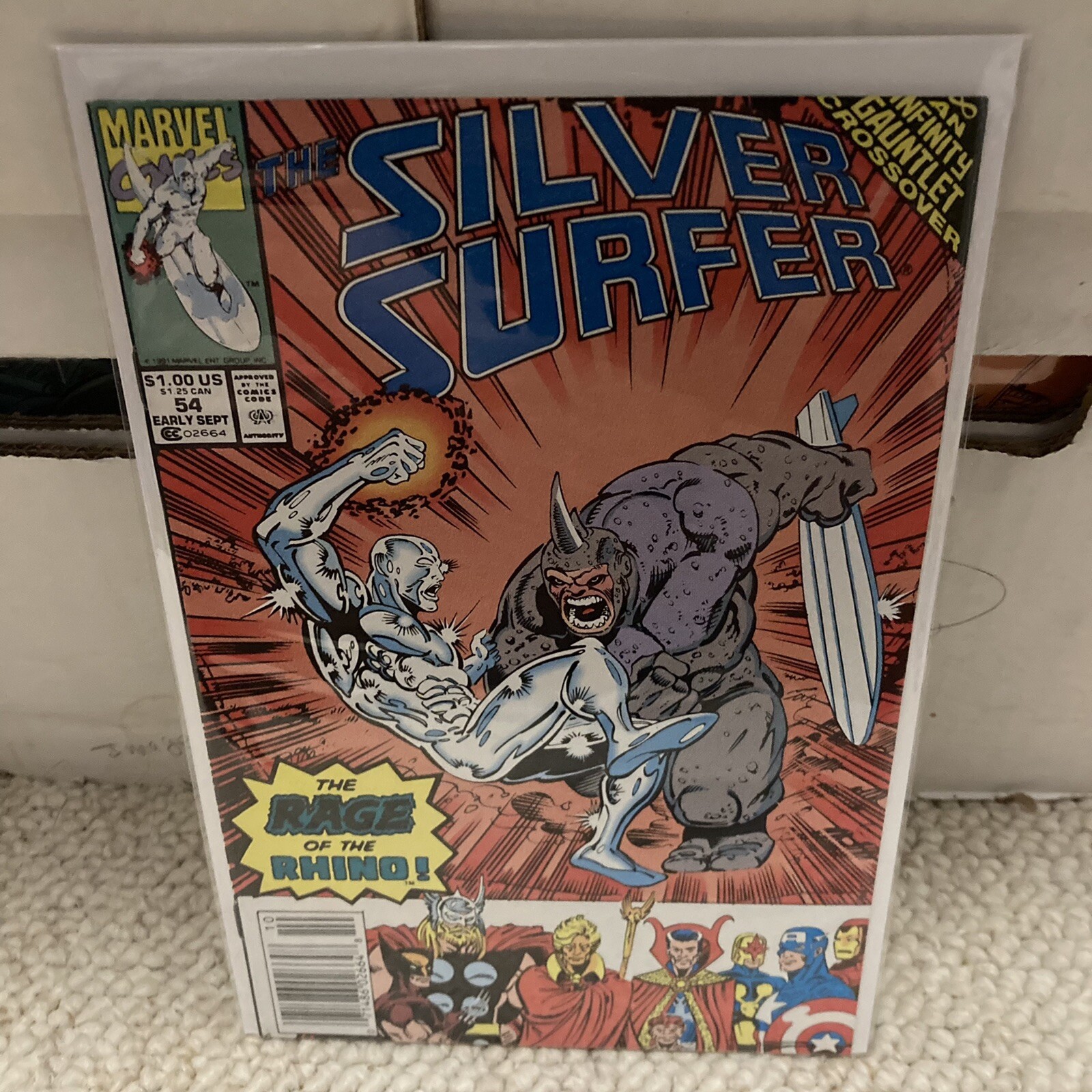 Silver Surfer #54 Marvel Comics 1991 Infinity Gauntlet vs. Rhino | eBay