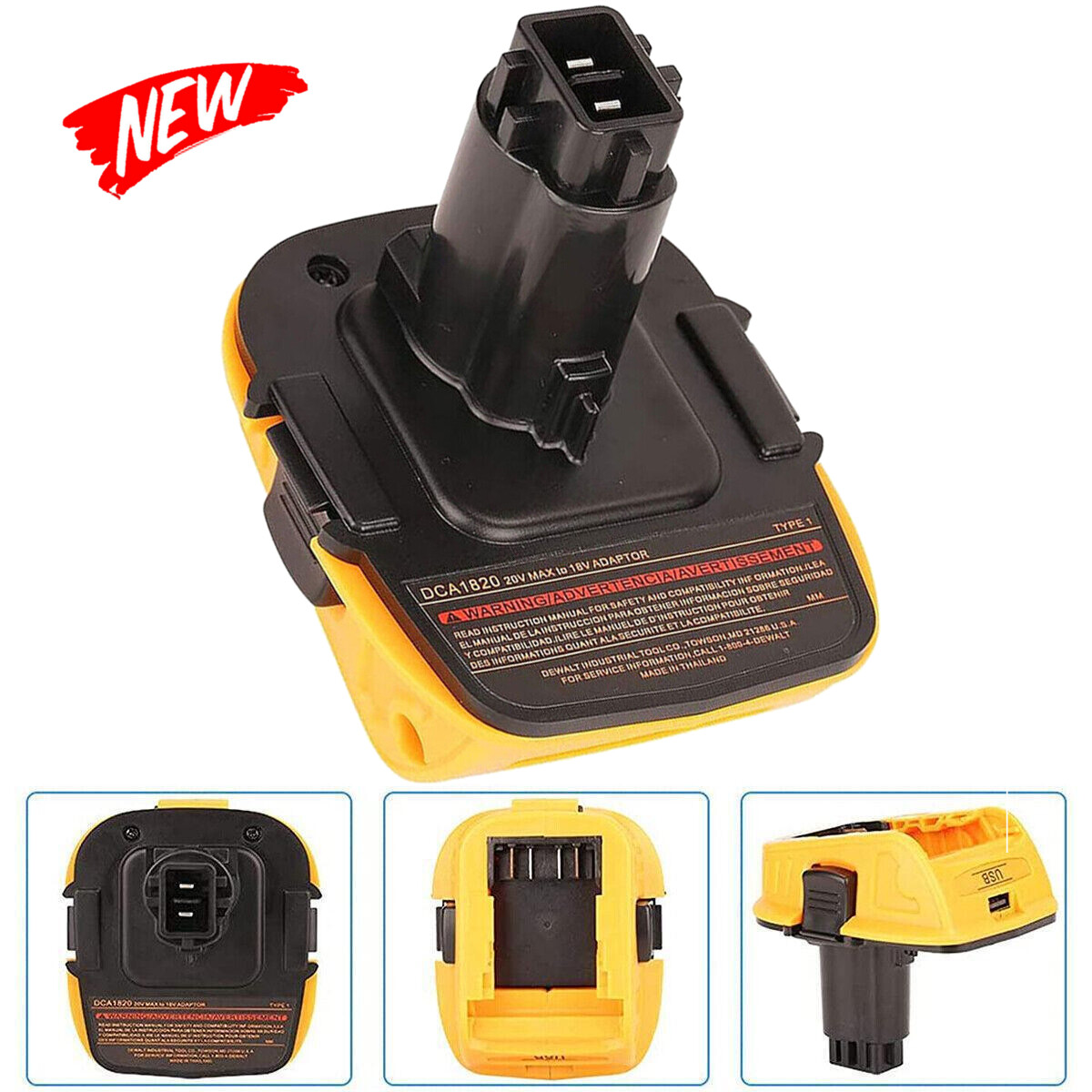 For De-walt Battery Adapter DCA1820 18V 20V Li-ion Convert To Ni-Cd ...