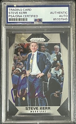 Steve Kerr Signed 2017-18 Panini Prizm #50 PSA/DNA Autographed Warriors ...
