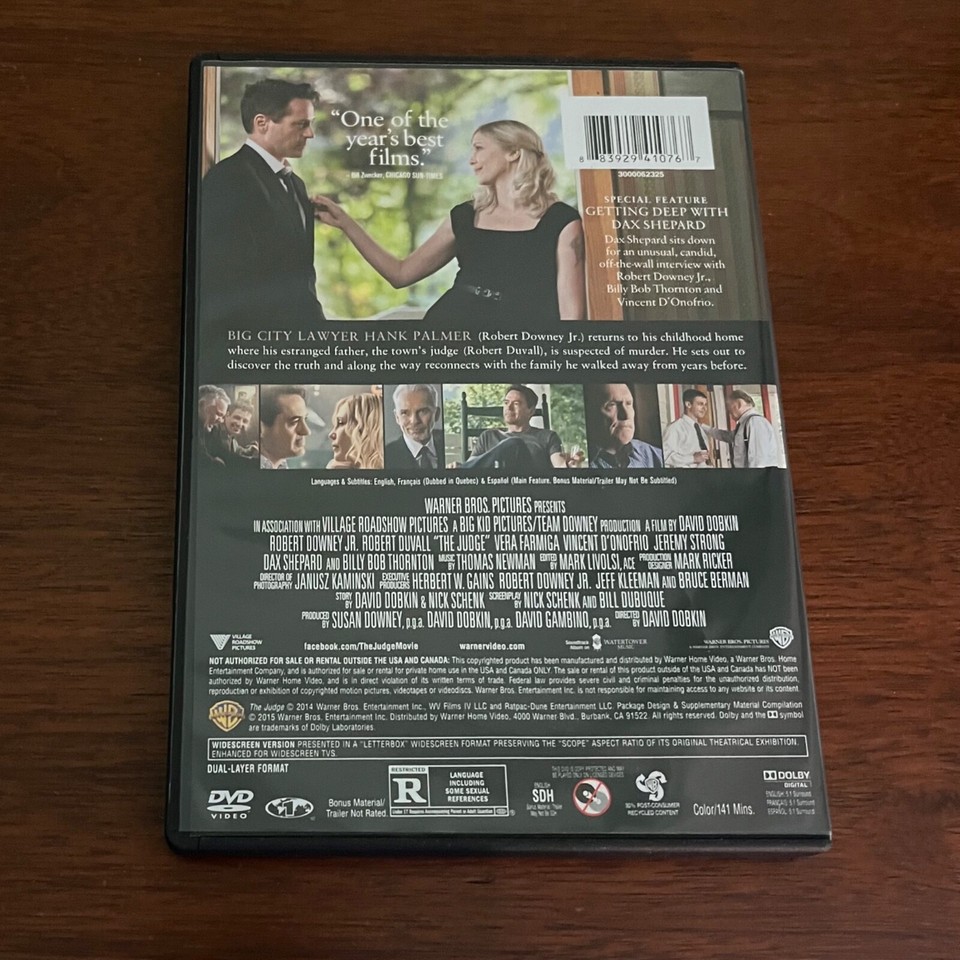The Judge DVD 2014 Rated R (Robert Downey Jr, Robert Duvall) | eBay