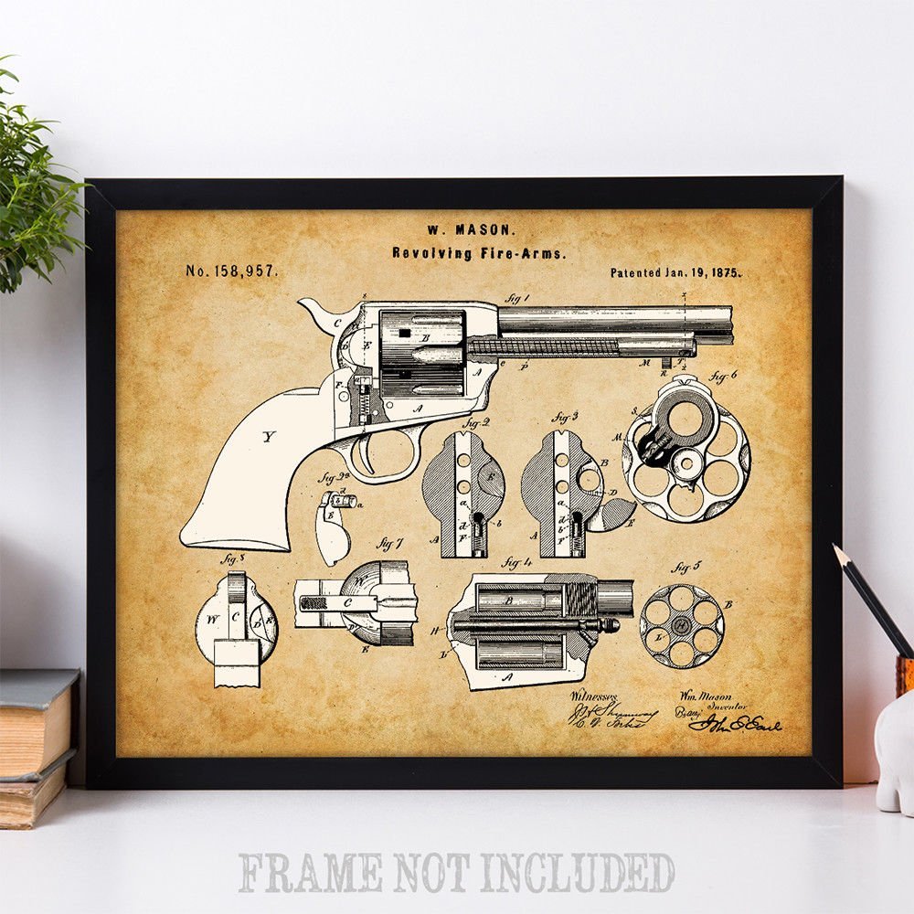 Colt Peacemaker Drawing 1903 Colt Revolver Patent Drawing Art Print By