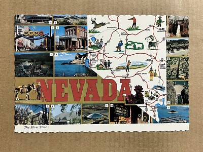 Postcard Nevada NV Pictorial Road Map Highway Greetings Vintage PC ...