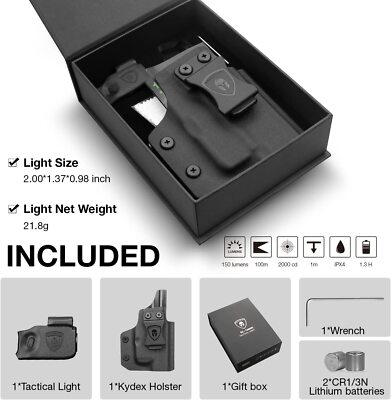Tactical Flashlight with Kydex Holster Fit Taurus G2C/G3C/ Millennium ...
