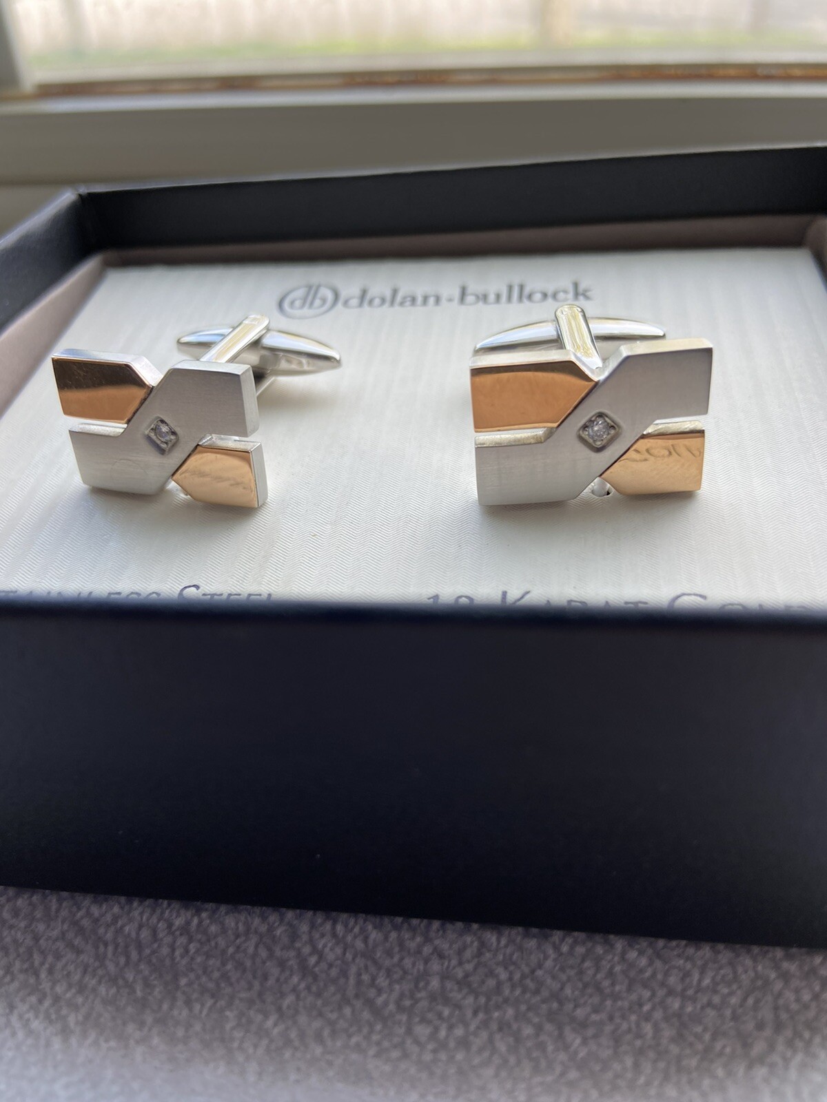 Dolan-Bullock stainless steel & 18K gold cufflinks. New | eBay