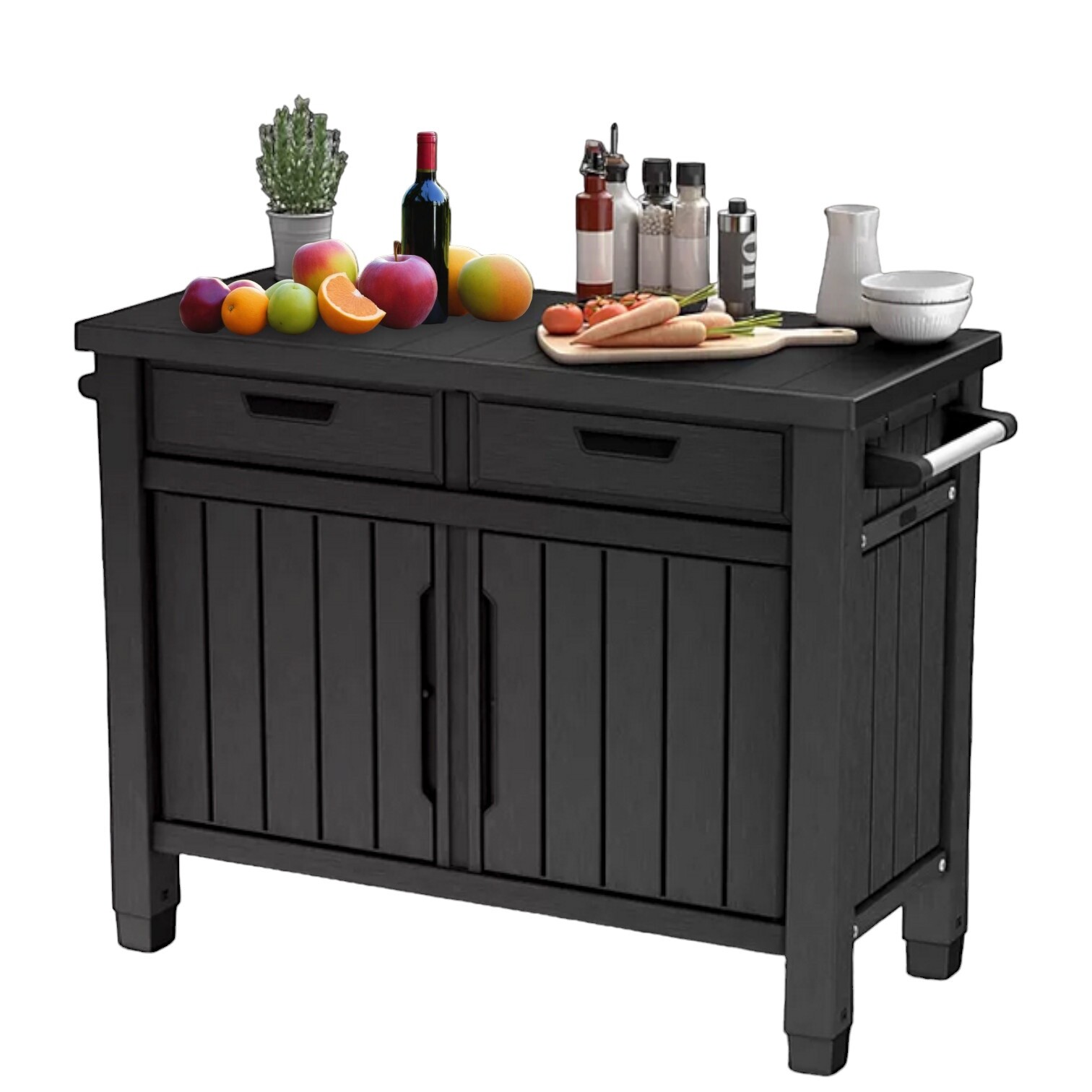 Keter Outdoor Grill Table, Buffet, Entertainment and Storage Cabinet w ...