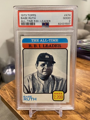 1973 Topps Baseball Card # 474 Babe Ruth The All-Time RBI Leader - PSA ...
