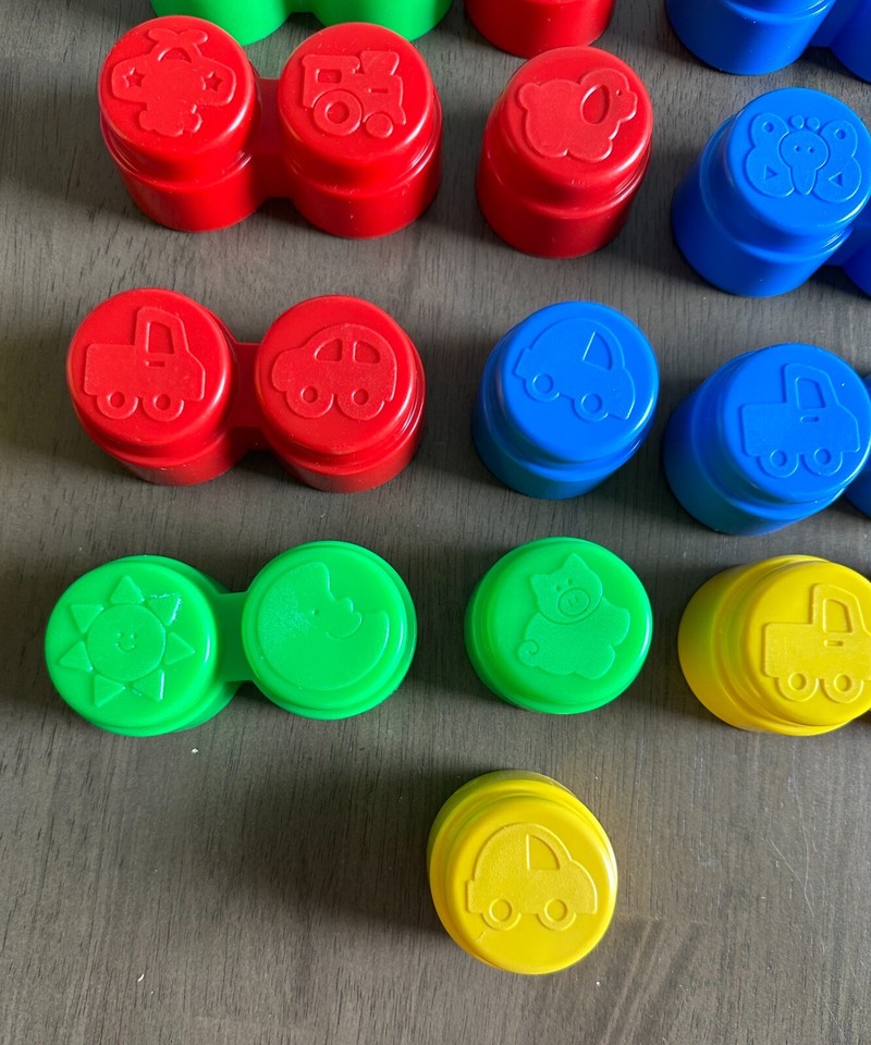 Vintage Fisher Price Stack n Build Blocks & Bucket Set 1997 Preschool ...