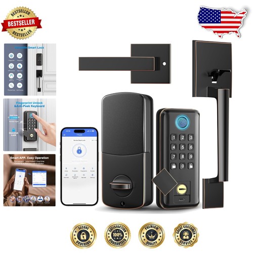 Oil Rubbed Bronze Smart Door Lock with App Control & Anti-Peep Keypad ...