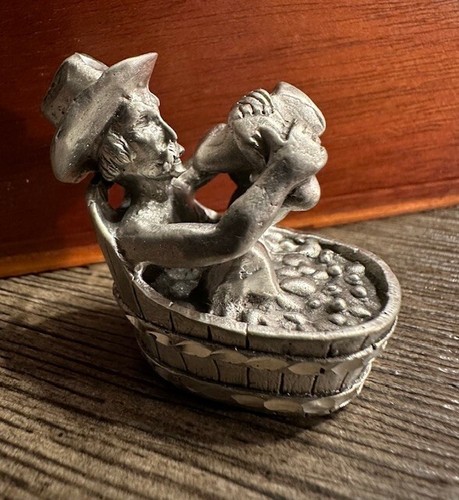 Vintage SP..B-Kay Pewter western cowboy taking a bath mini | eBay