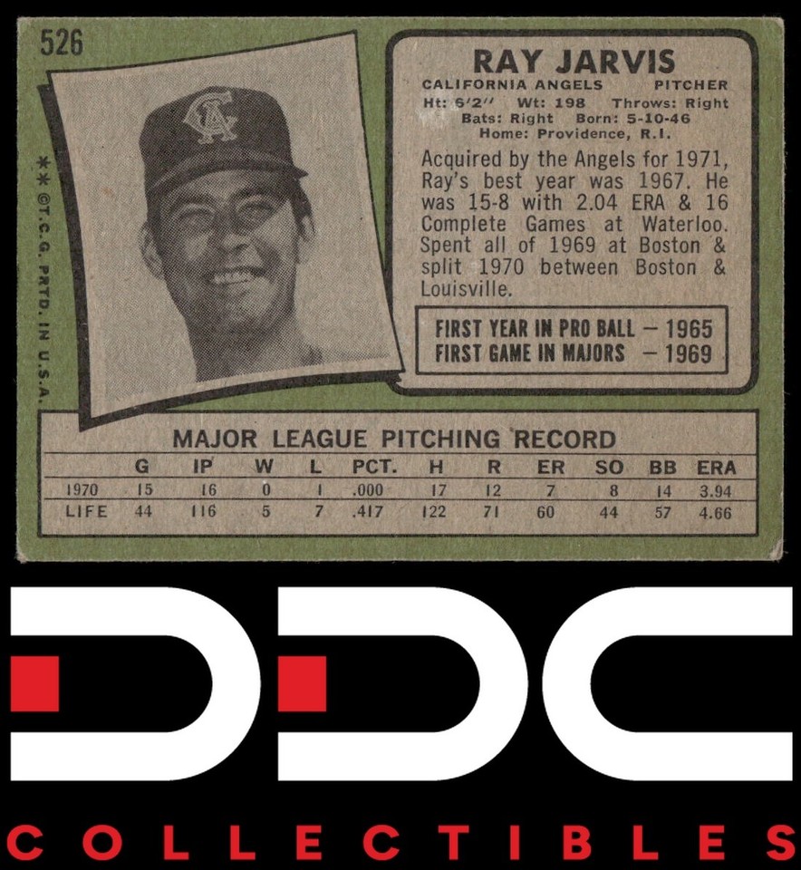 1971 Topps Set-Break #526 Ray Jarvis | eBay