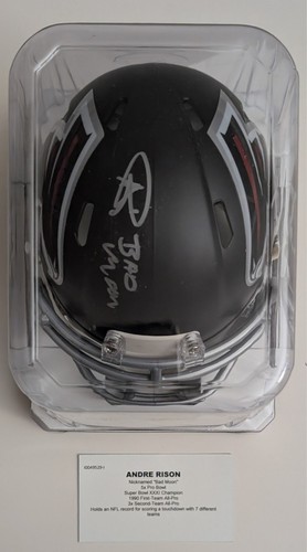 SIGNED ANDRE RISON 'BAD MOON' MINI FOOTBALL HELMET FALCONS WITH COA | eBay