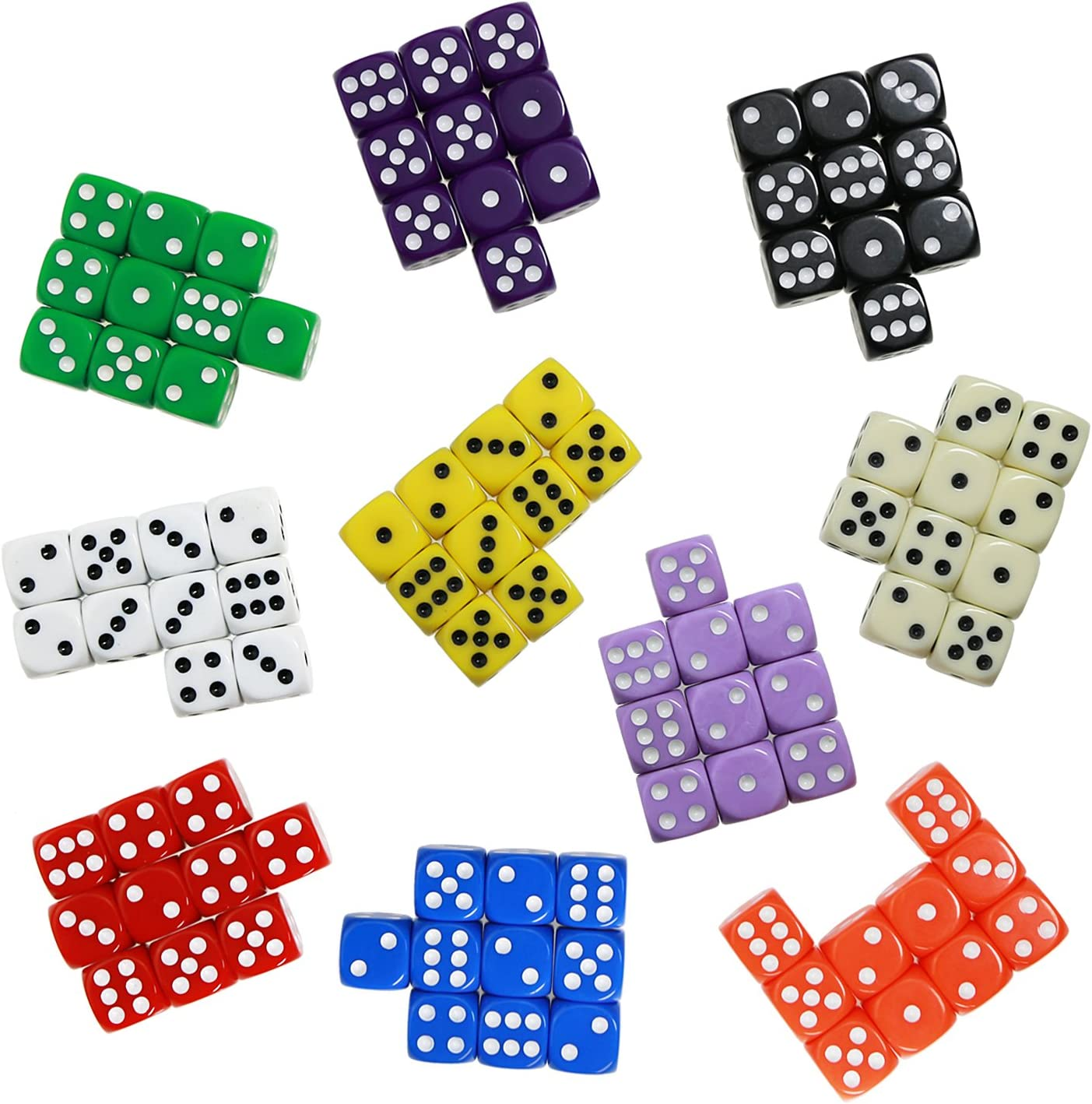YOUSHARES 100 Pcs Multi-Color Dice Set – 10 Assorted Color with 10 Pcs ...