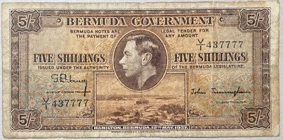 Bermuda - 12.5.1937 5 Shillings Banknote | eBay